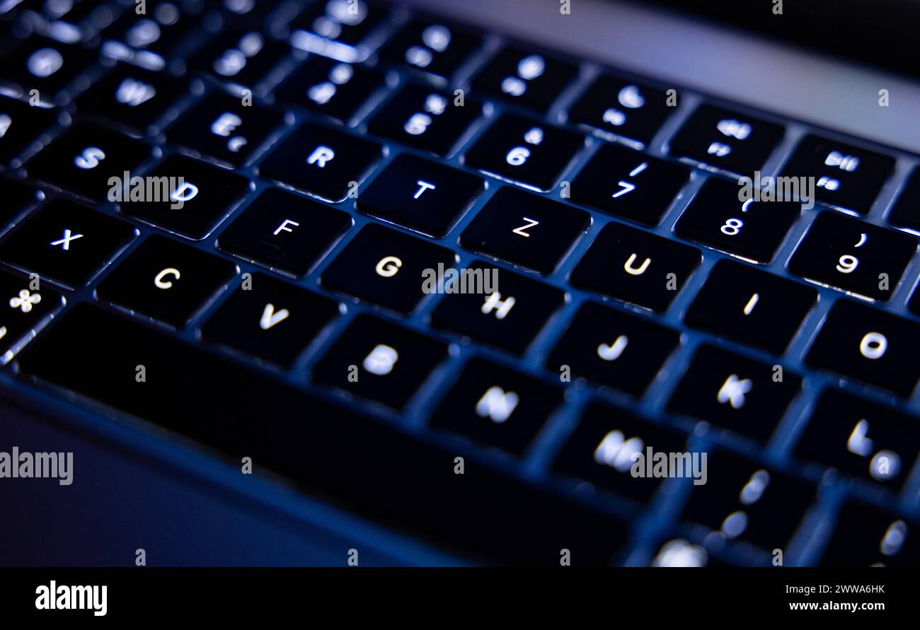 Close Up Computer Keyboard Close Up Of Illuminated Computer Keyboard