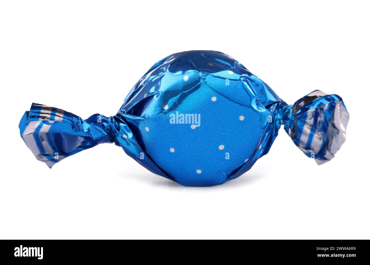 Candy in light blue wrapper isolated on white Stock Photo - Alamy