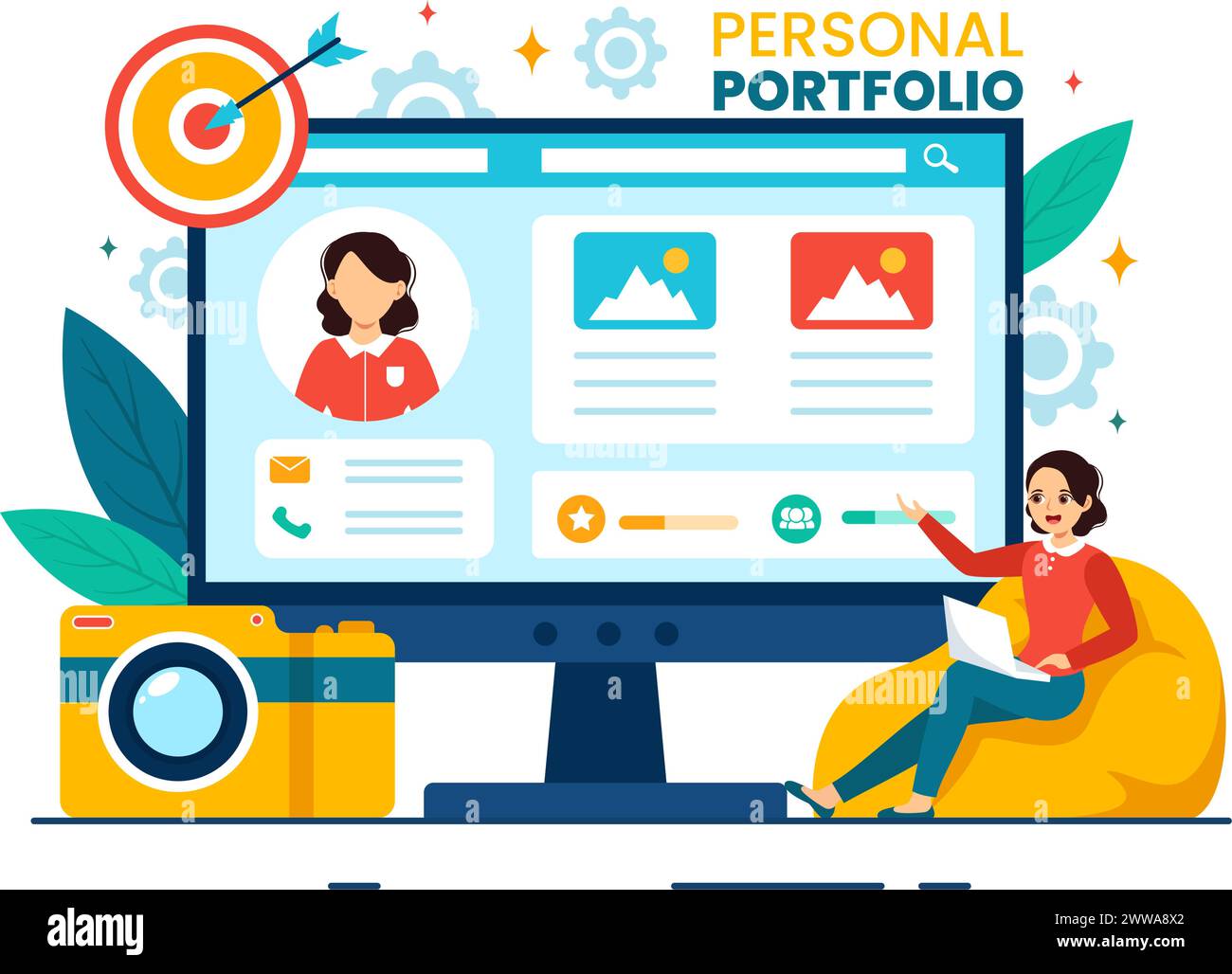 Personal Portfolio Vector Illustration with Profile Data, Resume or ...