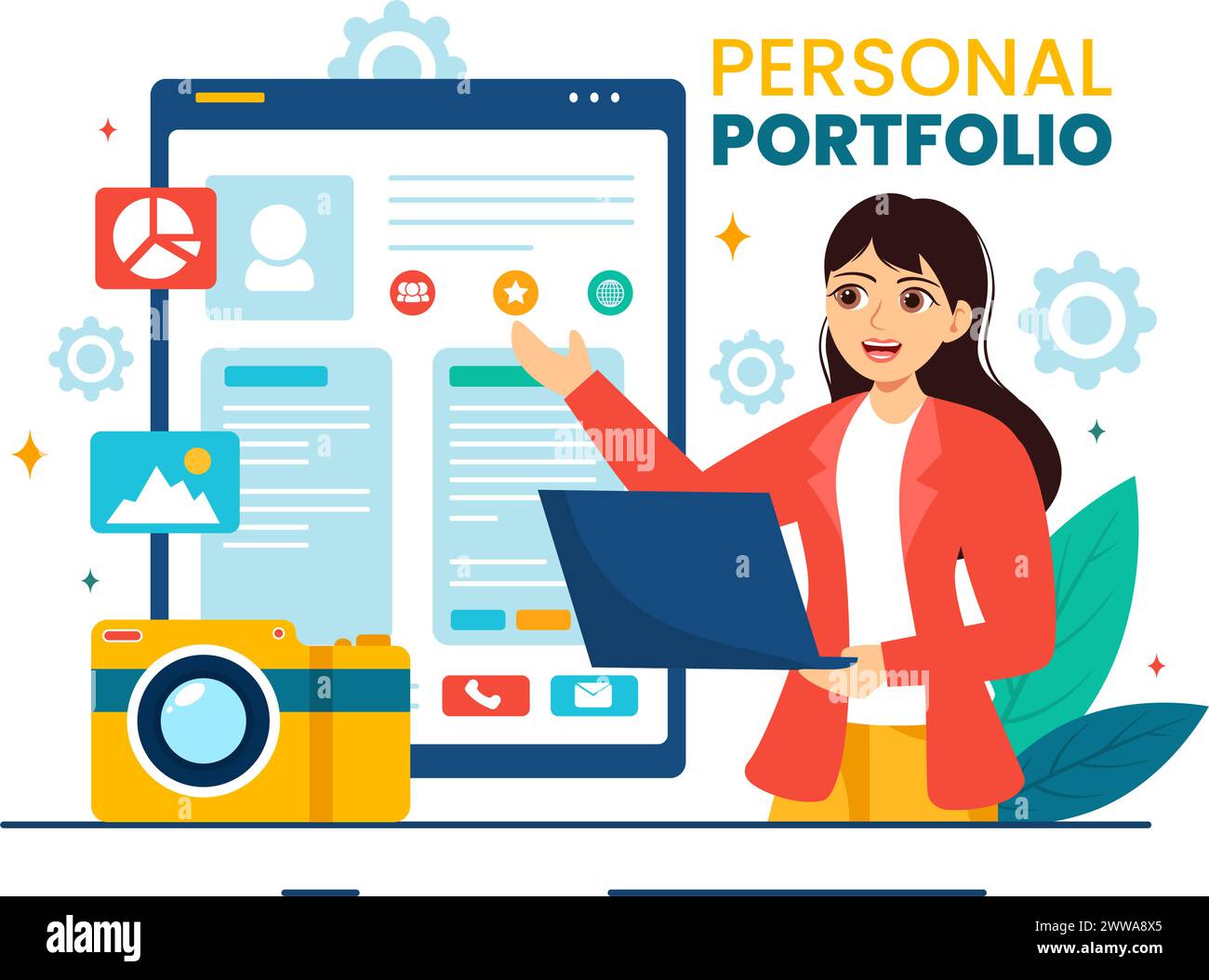 Personal Portfolio Vector Illustration with Profile Data, Resume or ...