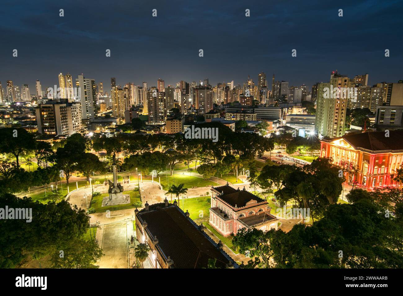 Skyline of Belem City in North of Brazil at Night Stock Photo - Alamy