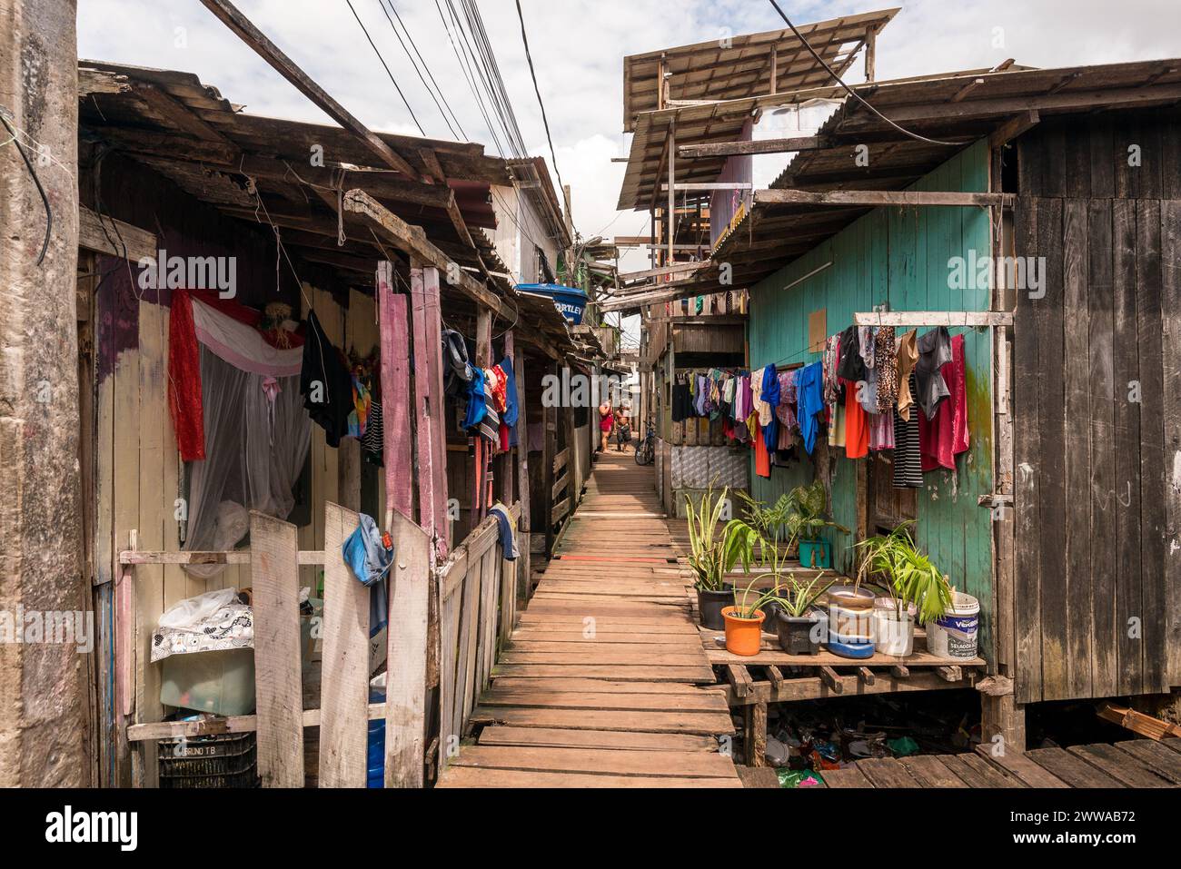 Wooden Houses of the Slum Built Above Water in Poor Neighborhood of ...
