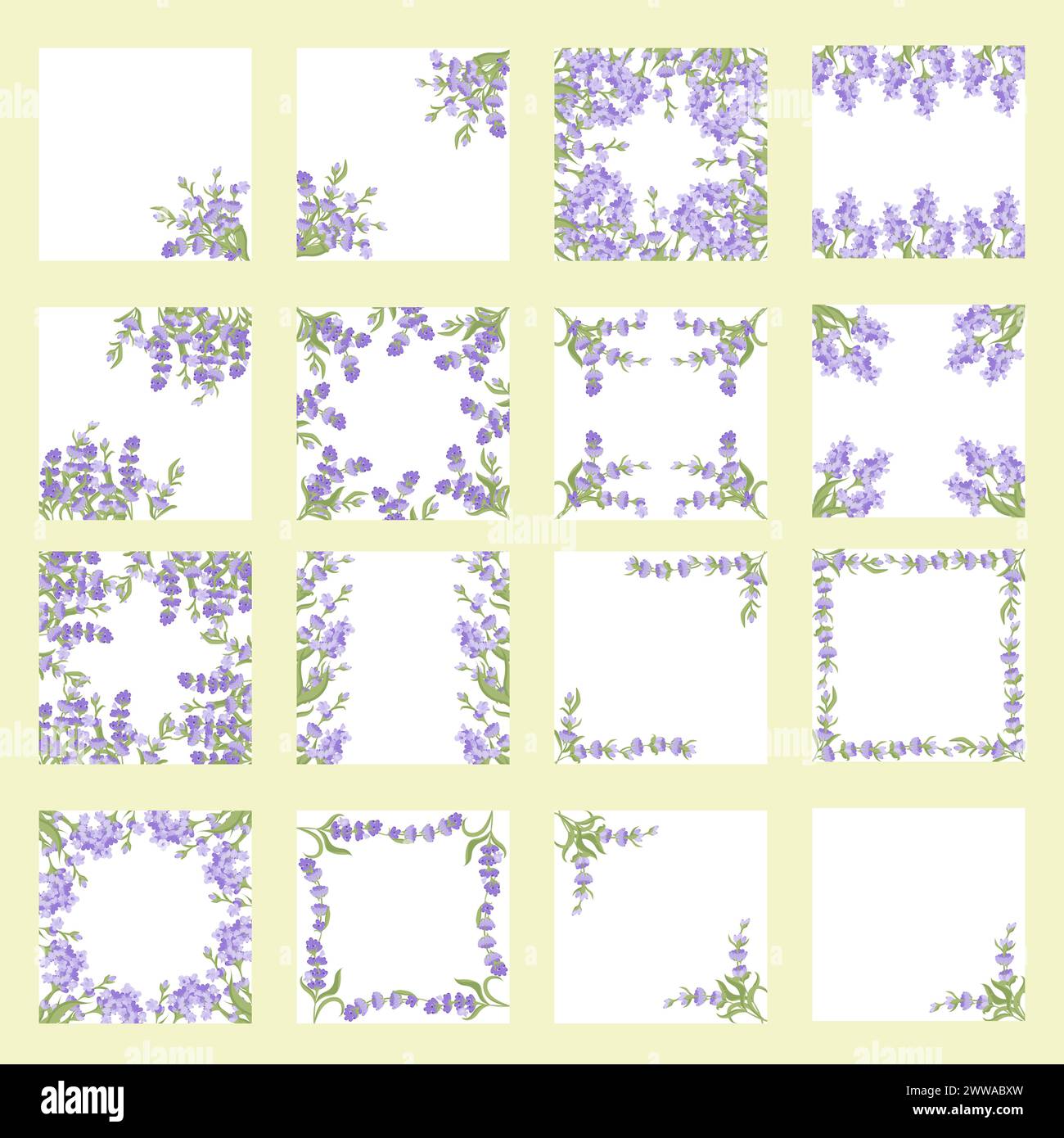 A set of decorative frames of lavender flowers for your design. Vector ...