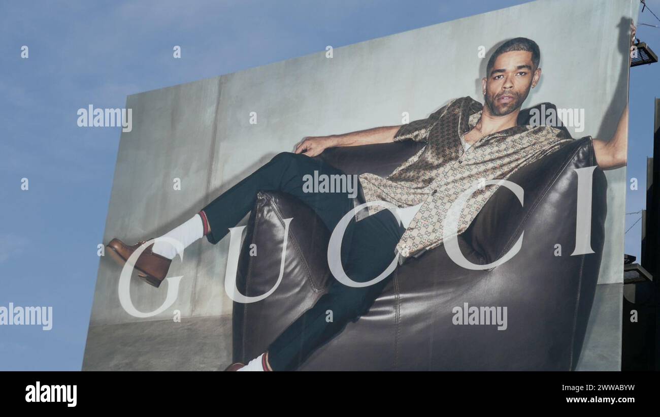 Los Angeles, California, USA 22nd March 2024 Actor Kingsley Ben-Adir Gucci Billboard on Sunset ...