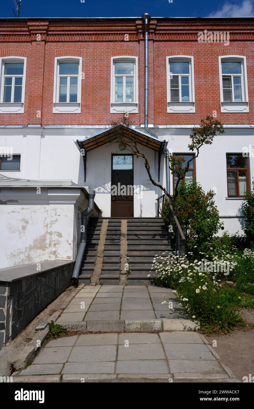 The sidewalk leading to the monastery cells of the medieval Valaam ...