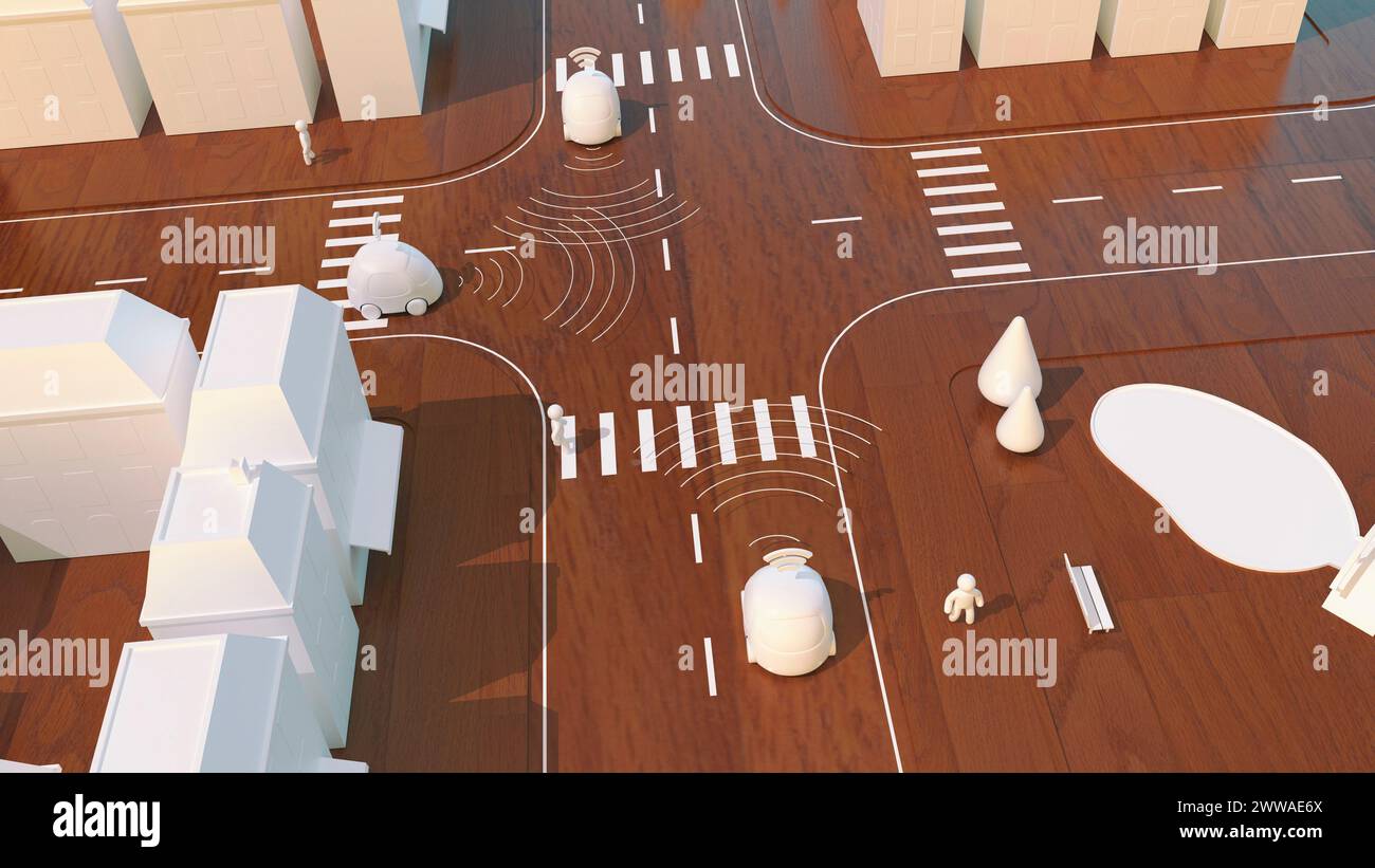 Self-driving cars, illustration Stock Photo - Alamy
