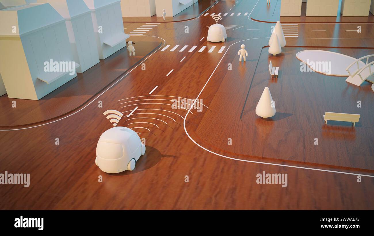 Self-driving cars, illustration Stock Photo - Alamy