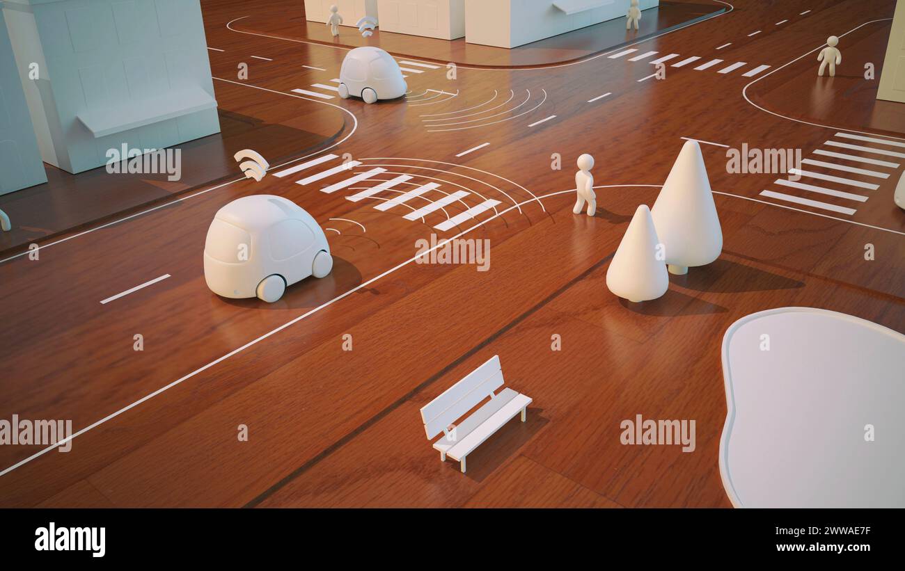 Self-driving cars, illustration Stock Photo - Alamy