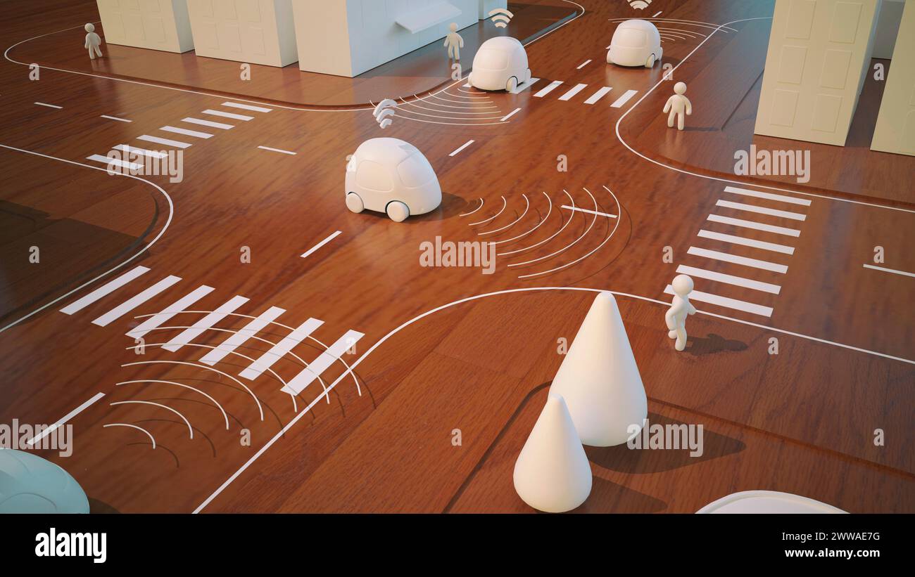 Self-driving cars, illustration Stock Photo - Alamy