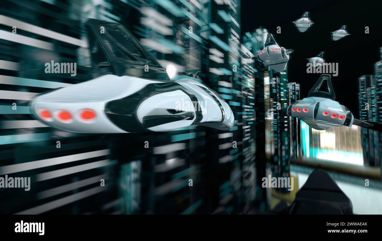 Flying cars, illustration Stock Photo - Alamy