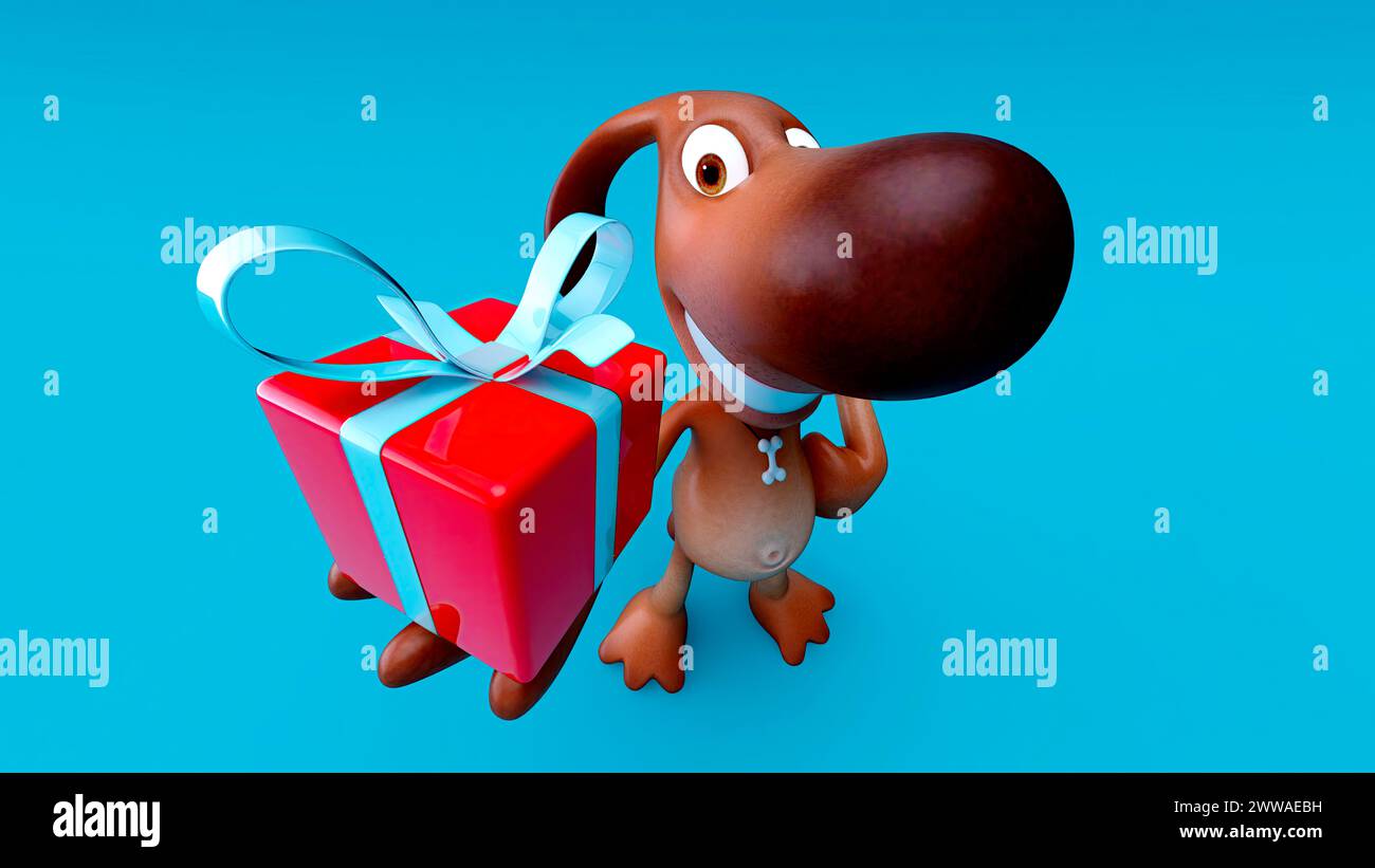 Dog presenting gift, conceptual illustration Stock Photo - Alamy