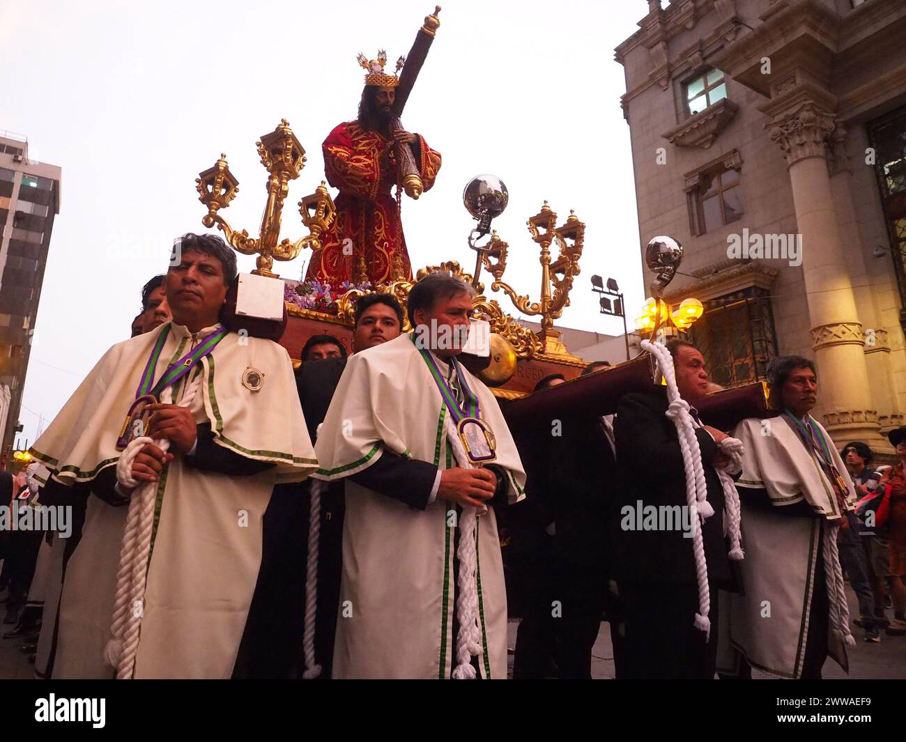 Catholic devotees carrying on an image of Christ on Friday of Sorrows ...