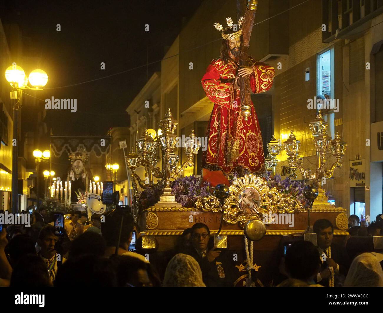 Catholic devotees carrying on an image of Christ on Friday of Sorrows ...