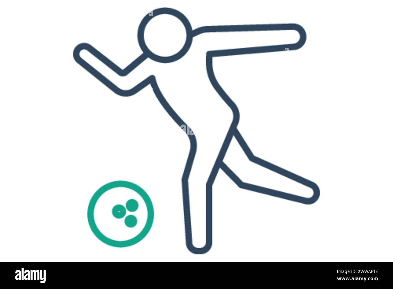 bowling icon, man playing bowling. icon related to sport, gym. line ...