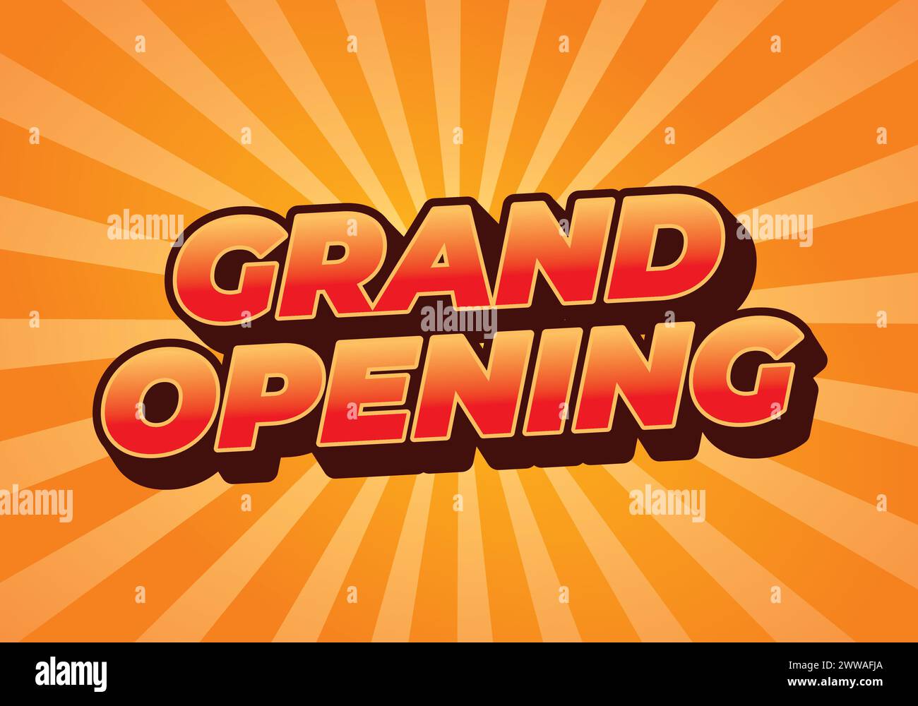 Grand opening. Text effect design in red orange color with 3 dimension ...