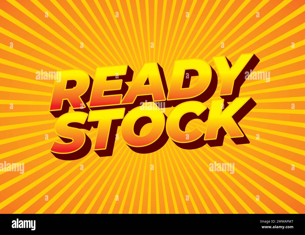 Ready stock. Text effect design in 3 dimension style in yellow red ...