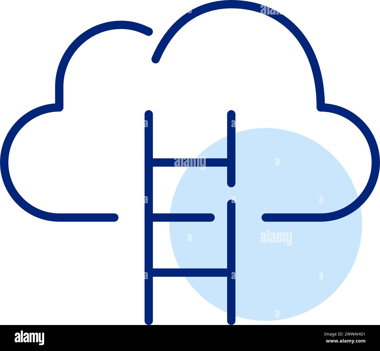 Cloud and ladder. Journey towards career success. Growth towards ...