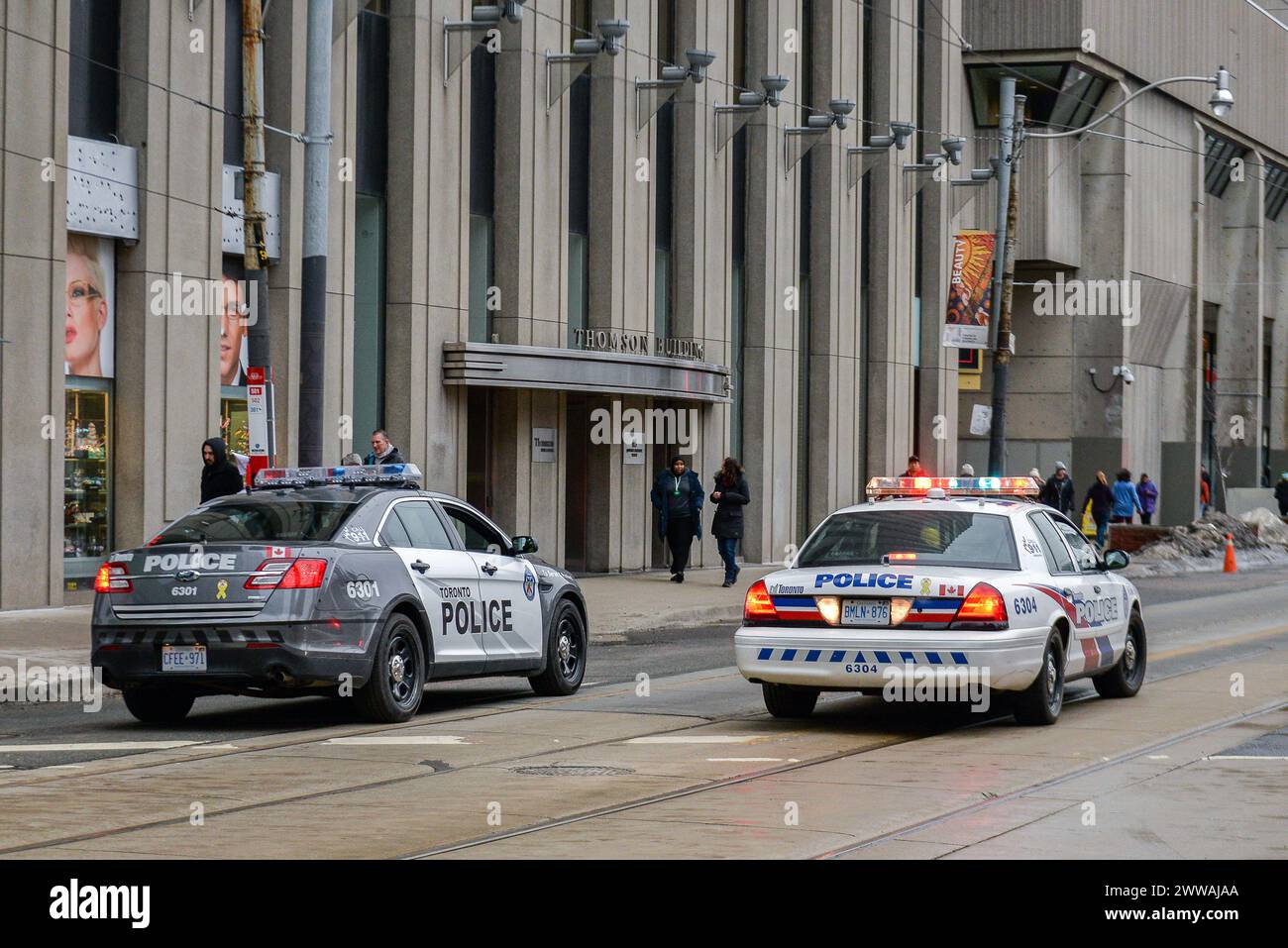 Toronto, ON, Canada - March 17, 2024: Mounted police patrol the streets ...