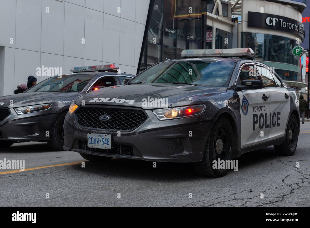 Toronto, ON, Canada - March 17, 2024: Mounted police patrol the streets ...
