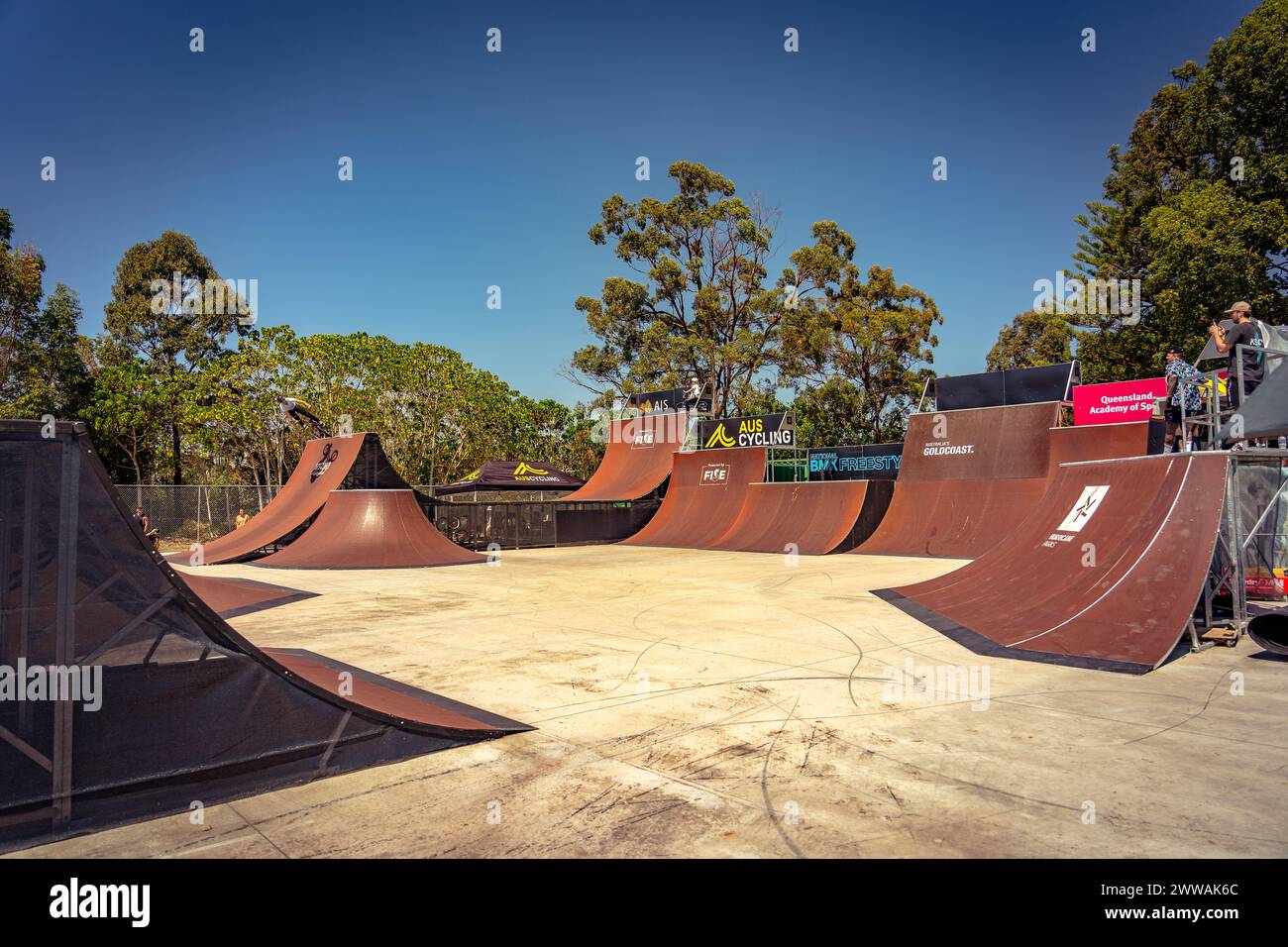 Gold Coast, QLD, Australia - Sep 30, 2023: BMX bike ramps near the Gold ...