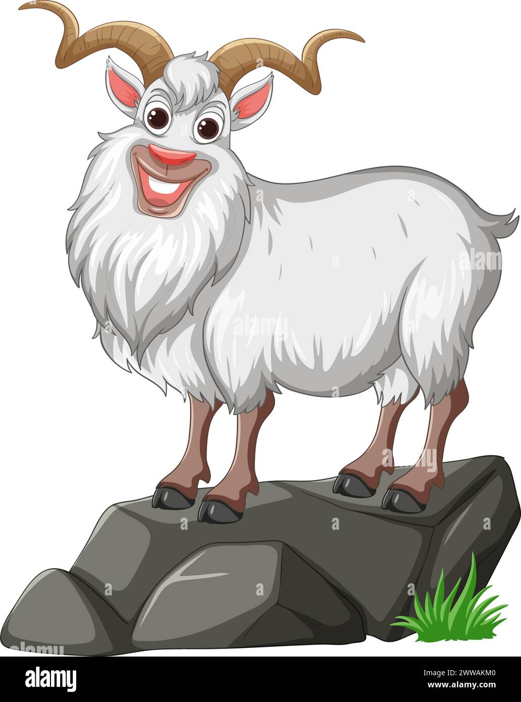 Vector illustration of a happy goat on a rock Stock Vector Image & Art ...