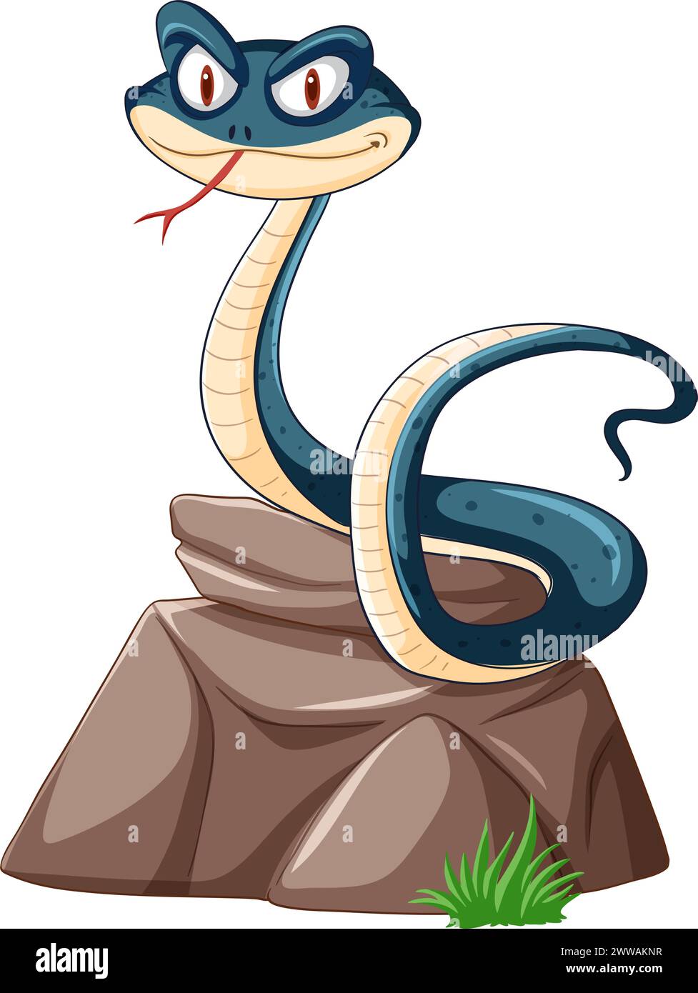 Vector illustration of a smiling snake on stone Stock Vector Image ...