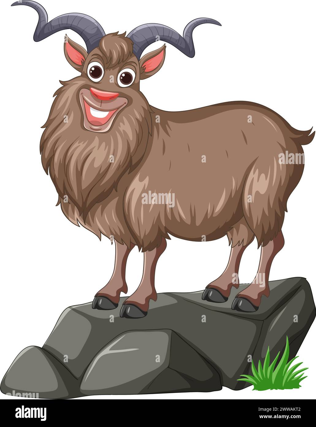 Vector illustration of a happy goat standing on rocks Stock Vector ...