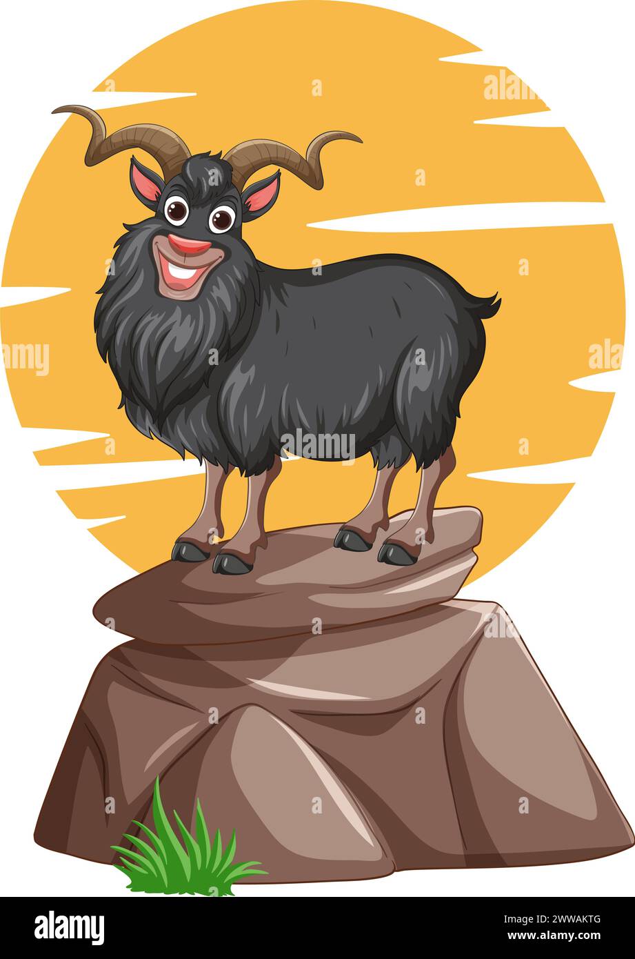 Vector illustration of a happy goat on rocks Stock Vector Image & Art ...
