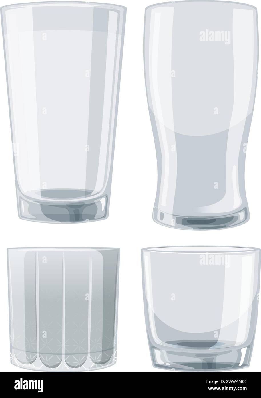Vector illustration of various empty glasses Stock Vector Image & Art ...