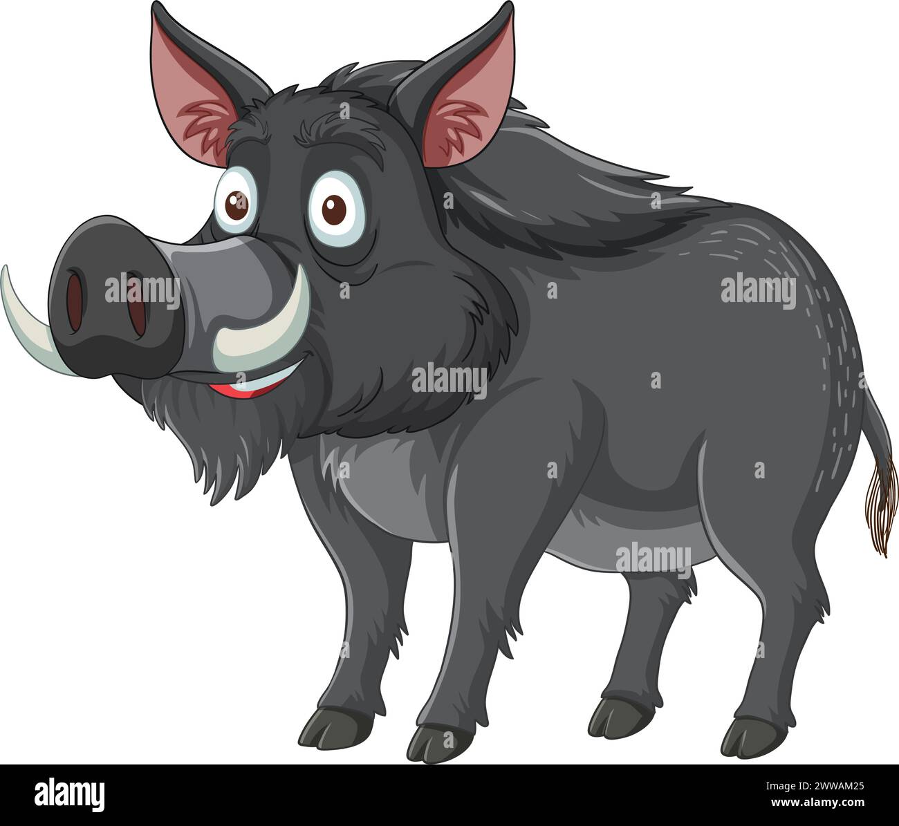 Vector graphic of a smiling wild boar character Stock Vector Image ...