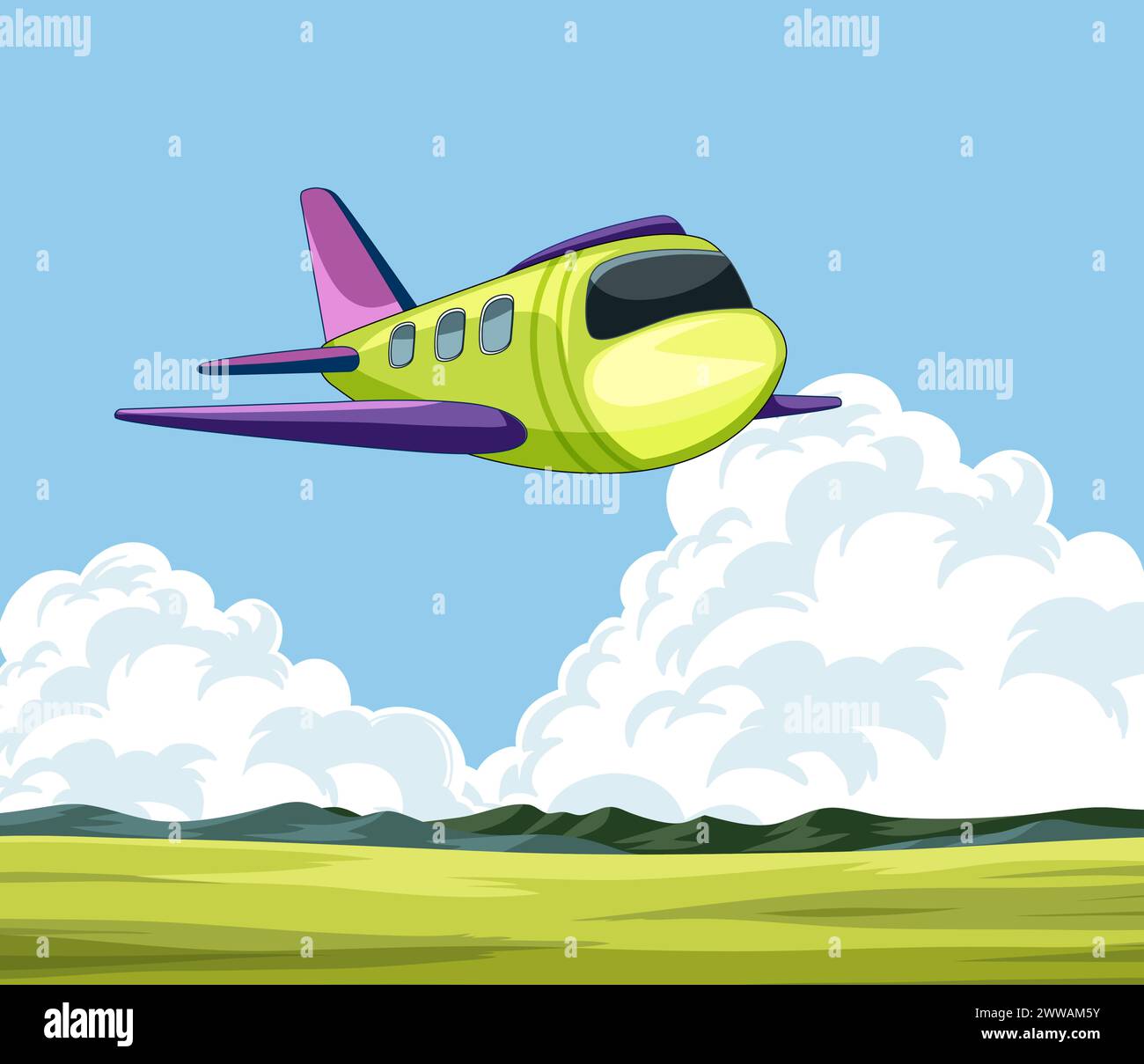 Vector illustration of a plane flying in the sky Stock Vector Image ...