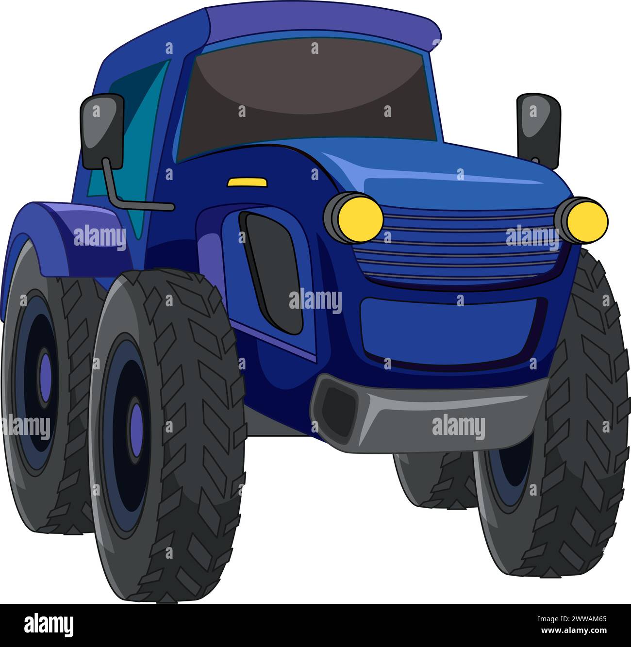 Bright blue vector illustration of a cartoon tractor Stock Vector Image ...