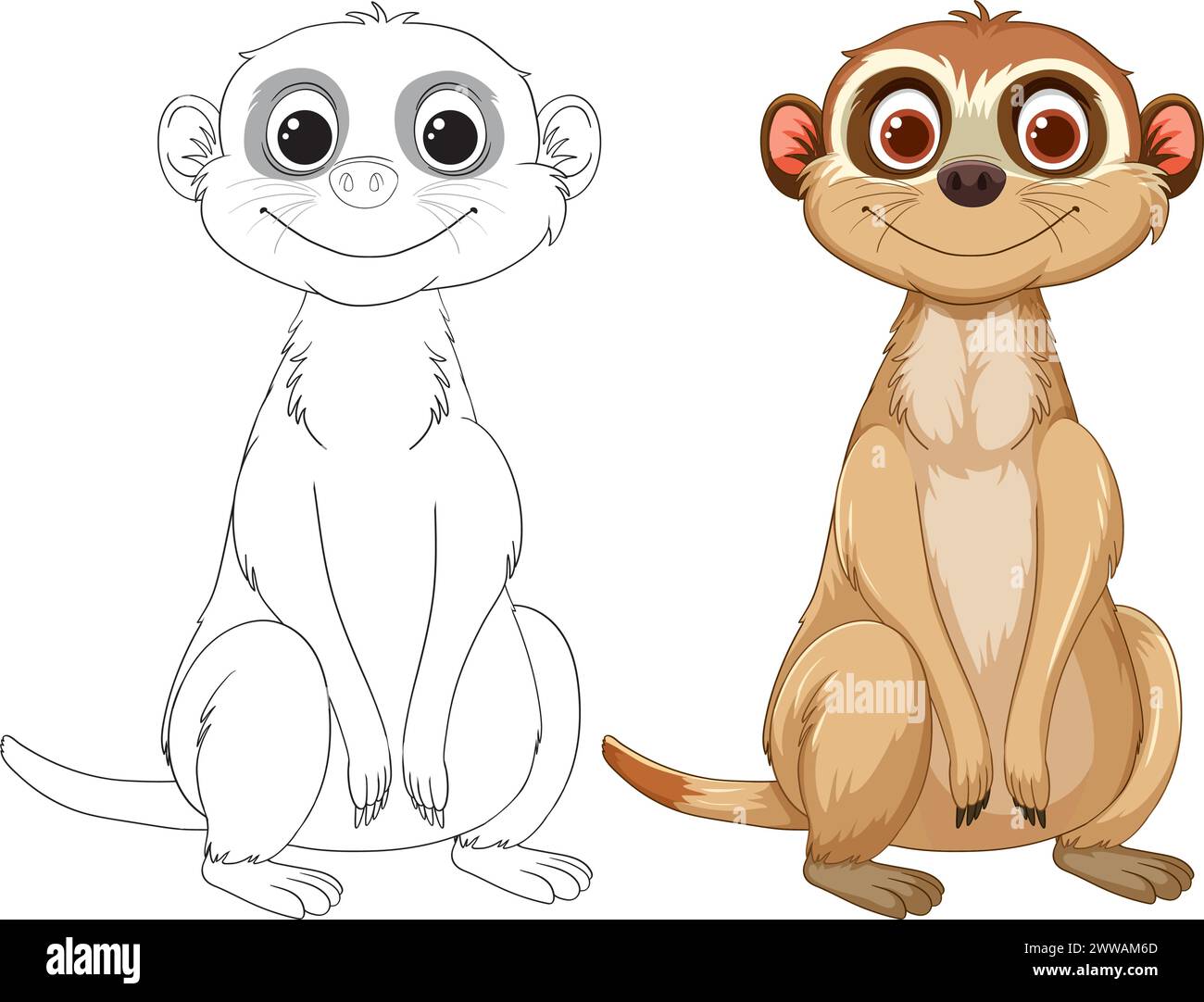 Vector illustration of a meerkat, colored and outlined Stock Vector ...