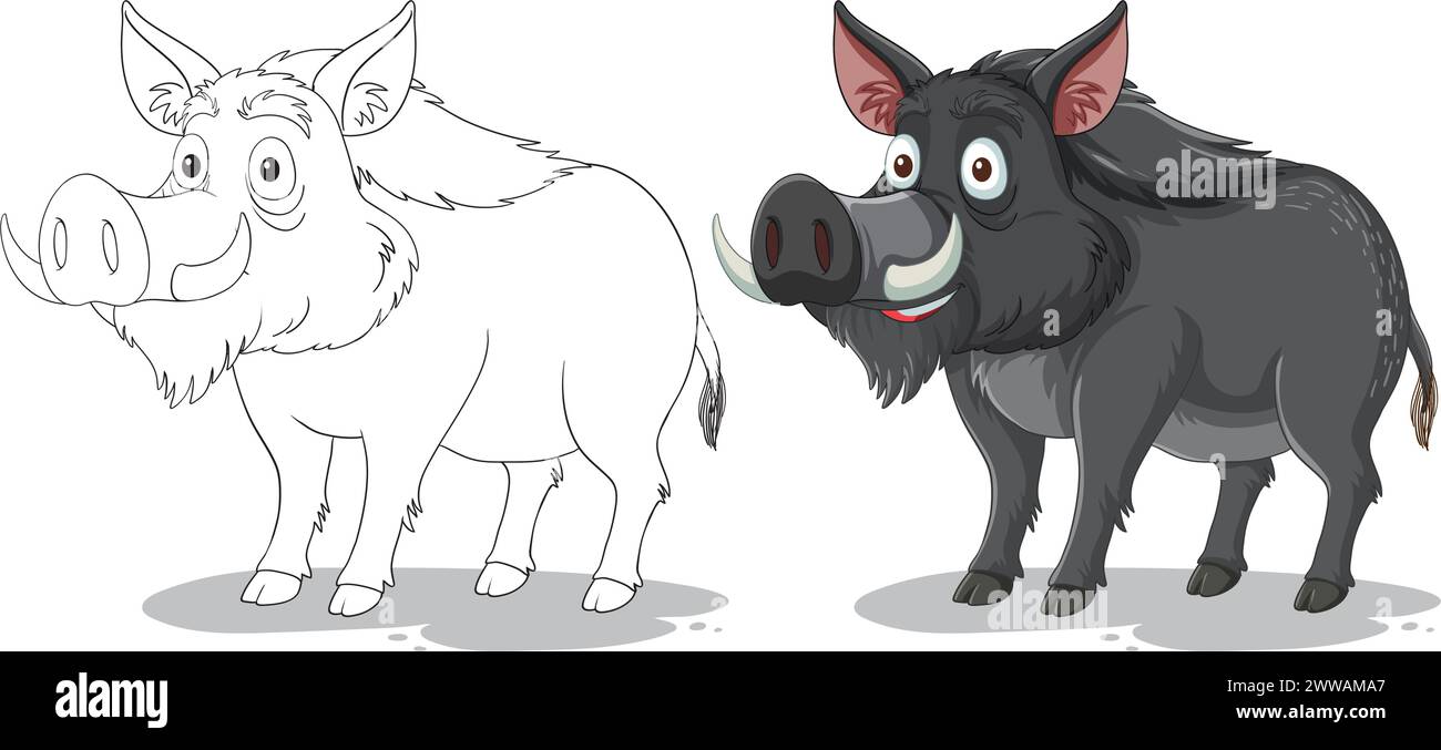 Vector illustration of a warthog, sketched and colored Stock Vector ...
