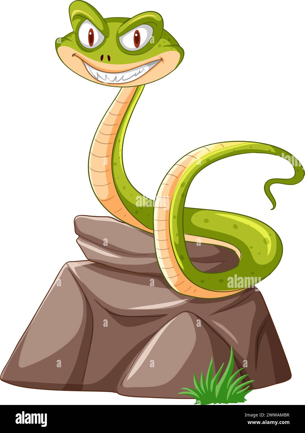 Vector illustration of a smiling green snake Stock Vector Image & Art ...