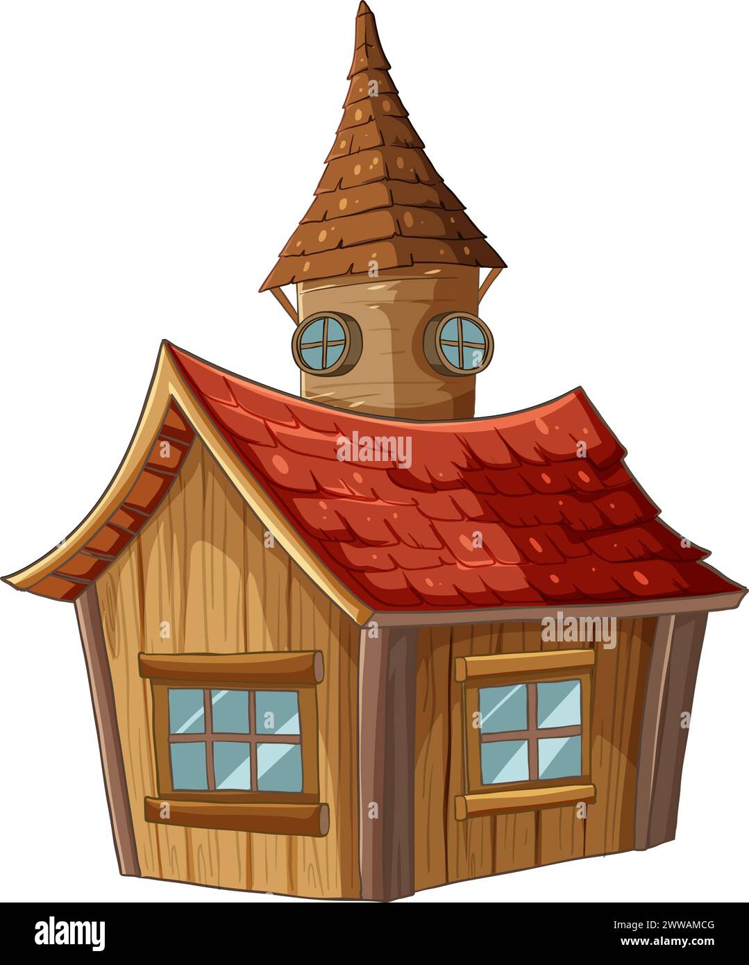 Cartoon illustration of a whimsical wooden house Stock Vector Image ...