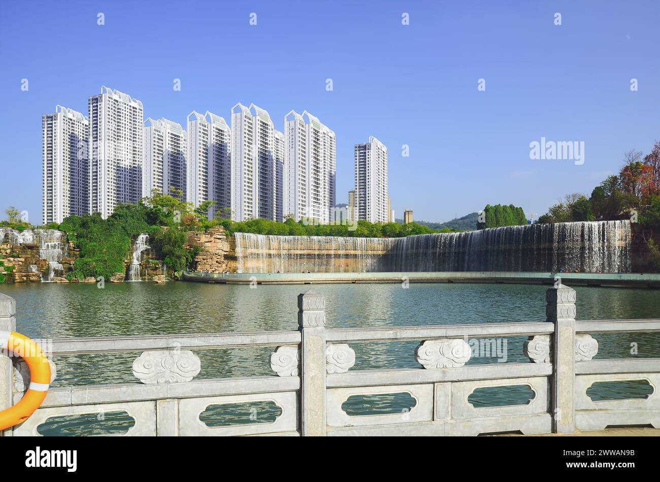 Chinese building waterfall hi-res stock photography and images - Alamy
