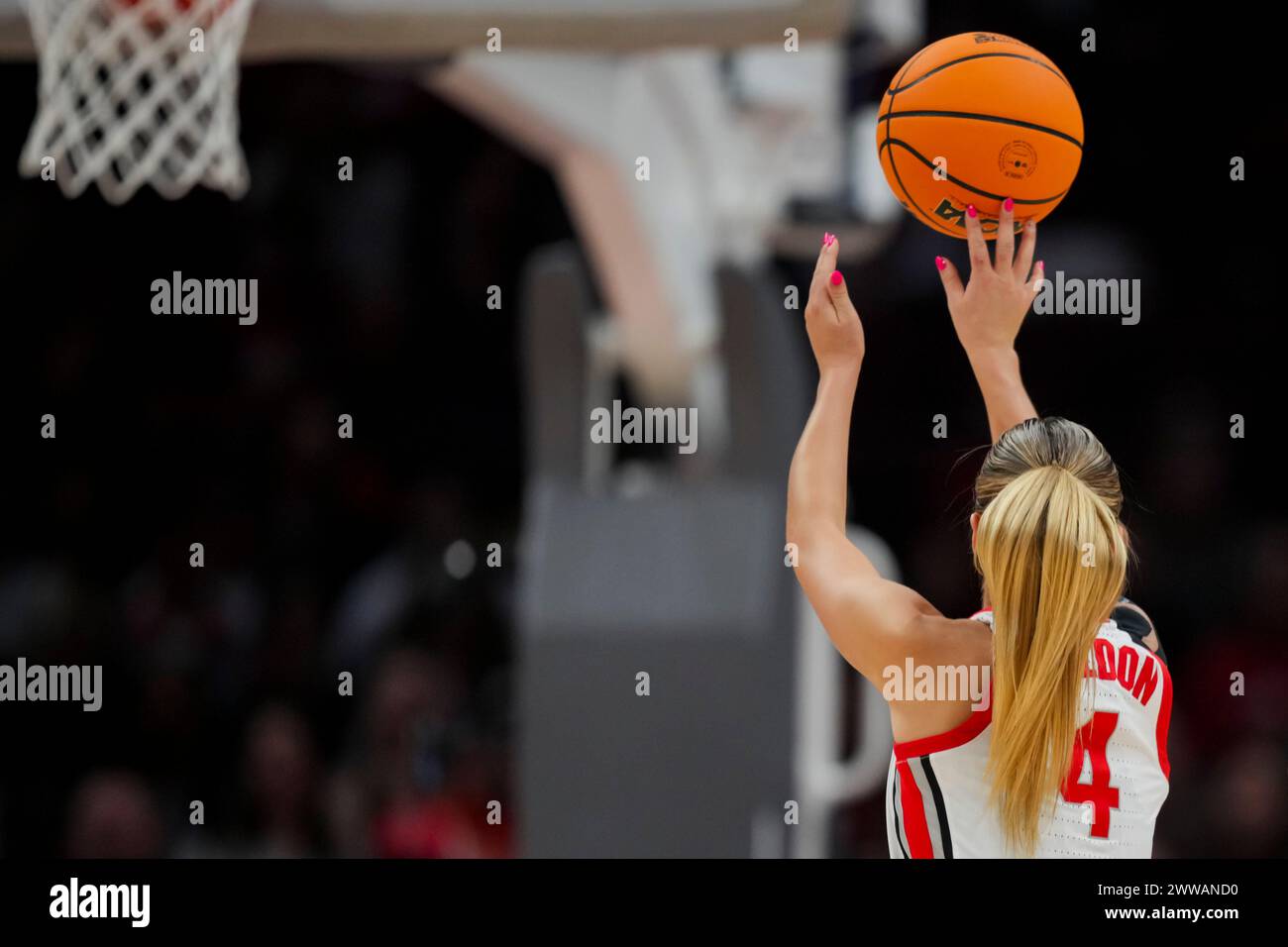 Ohio State guard Jacy Sheldon (4) attempts a 3-point shot during a ...