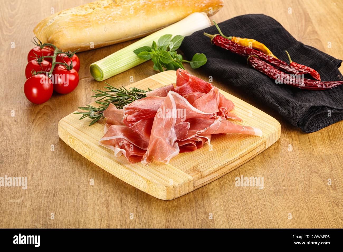Spanish cuisine pork meat Jamon crudo Stock Photo - Alamy