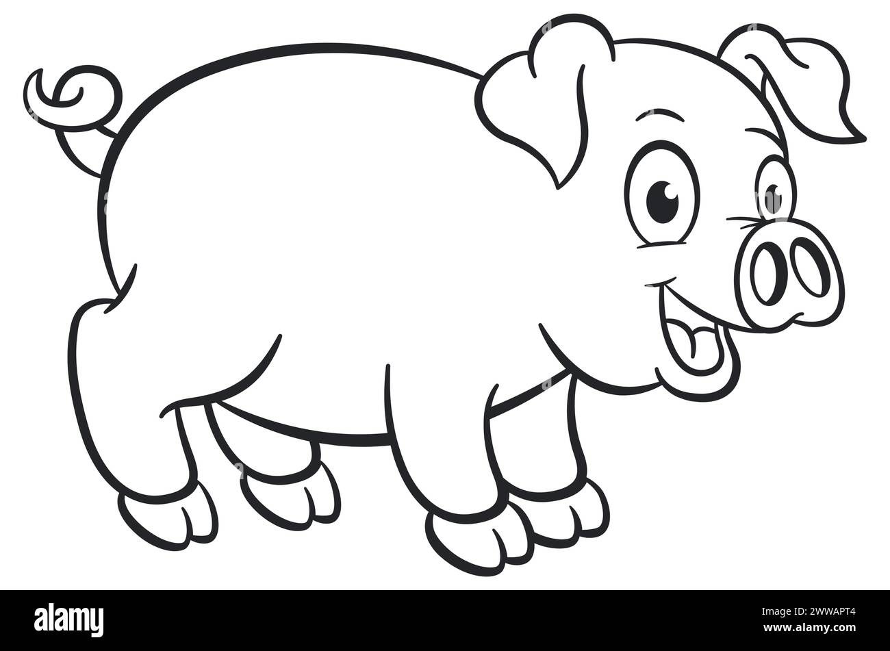 Illustration of pig black contour cartoon drawing Stock Vector Image ...