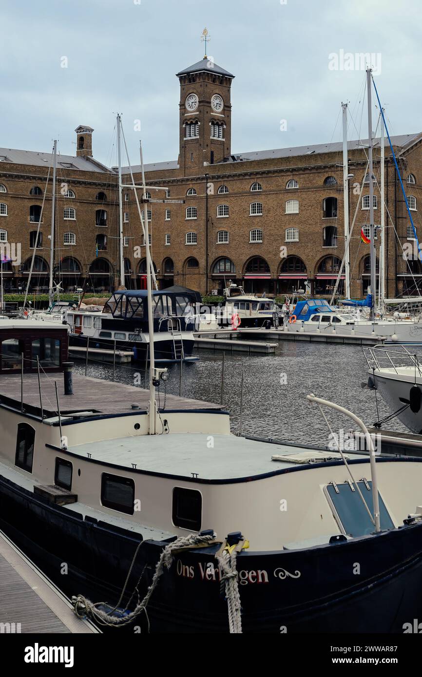 LONDON, UK - MARCH 19, 2024: View of St Katharine Docks, a former dock ...