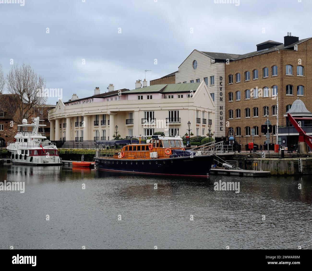 LONDON, UK - MARCH 19, 2024: View of St Katharine Docks, a former dock ...