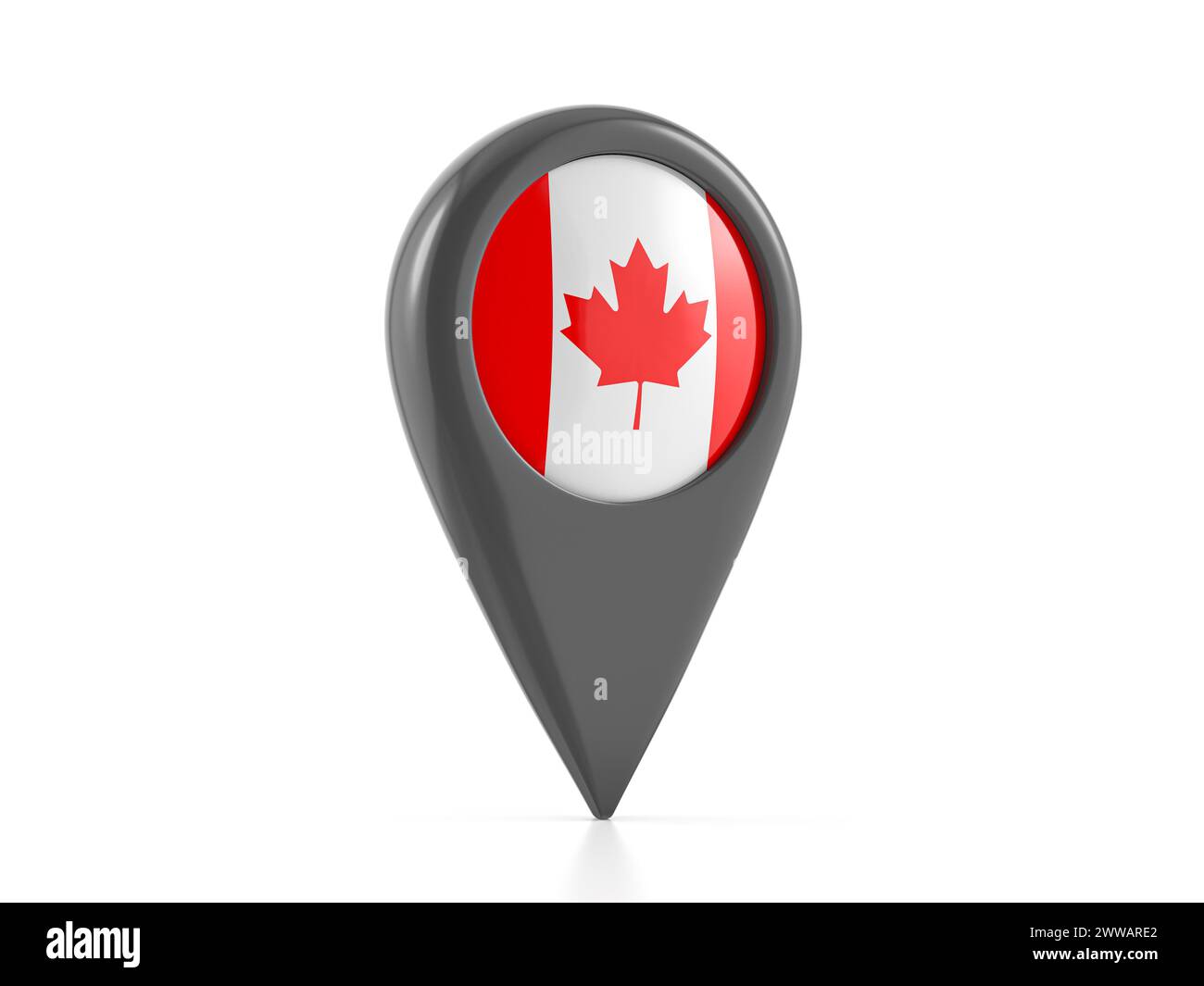 Map marker with Canada flag on a white background. 3d illustration ...
