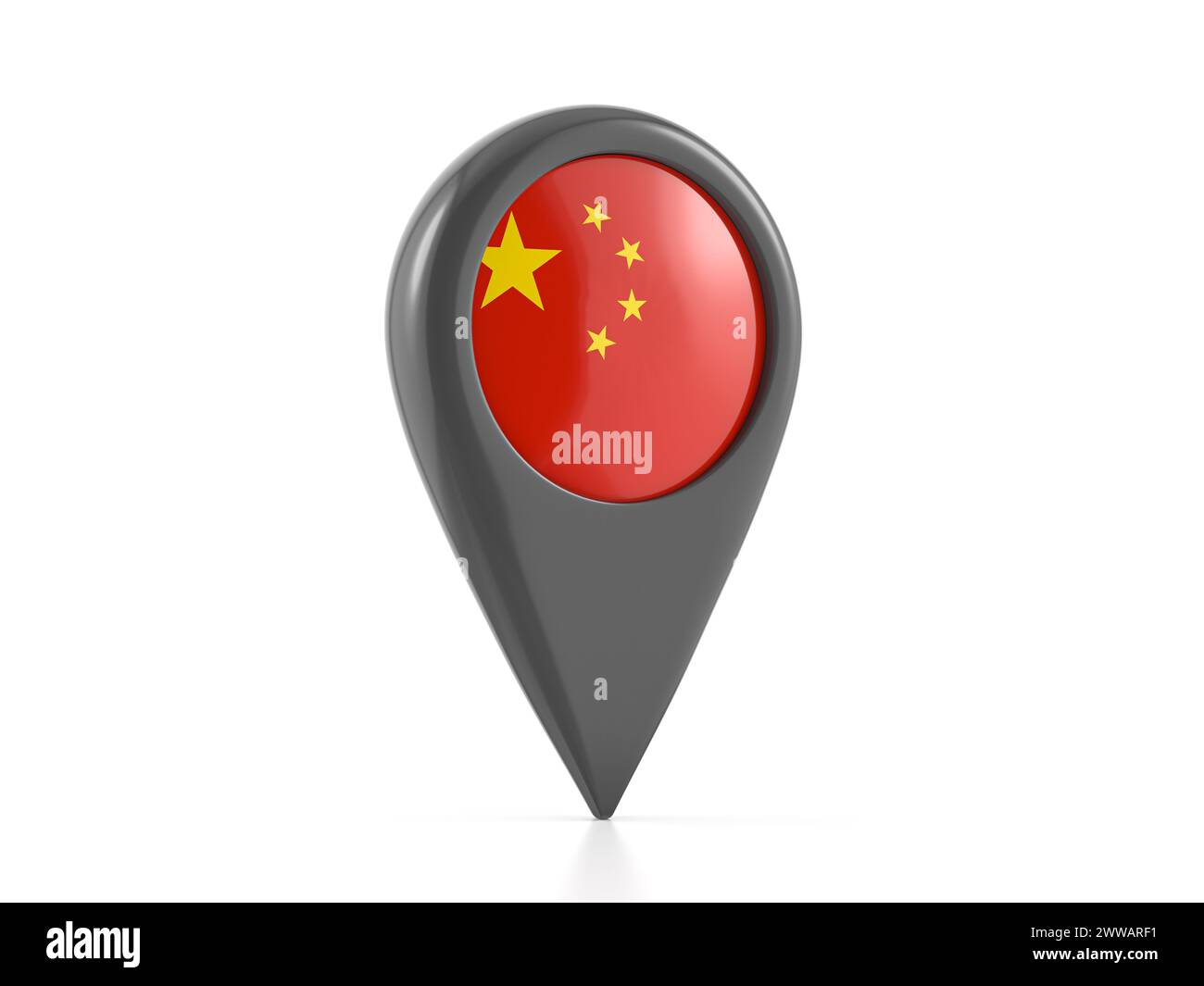 Map marker with China flag on a white background. 3d illustration Stock ...