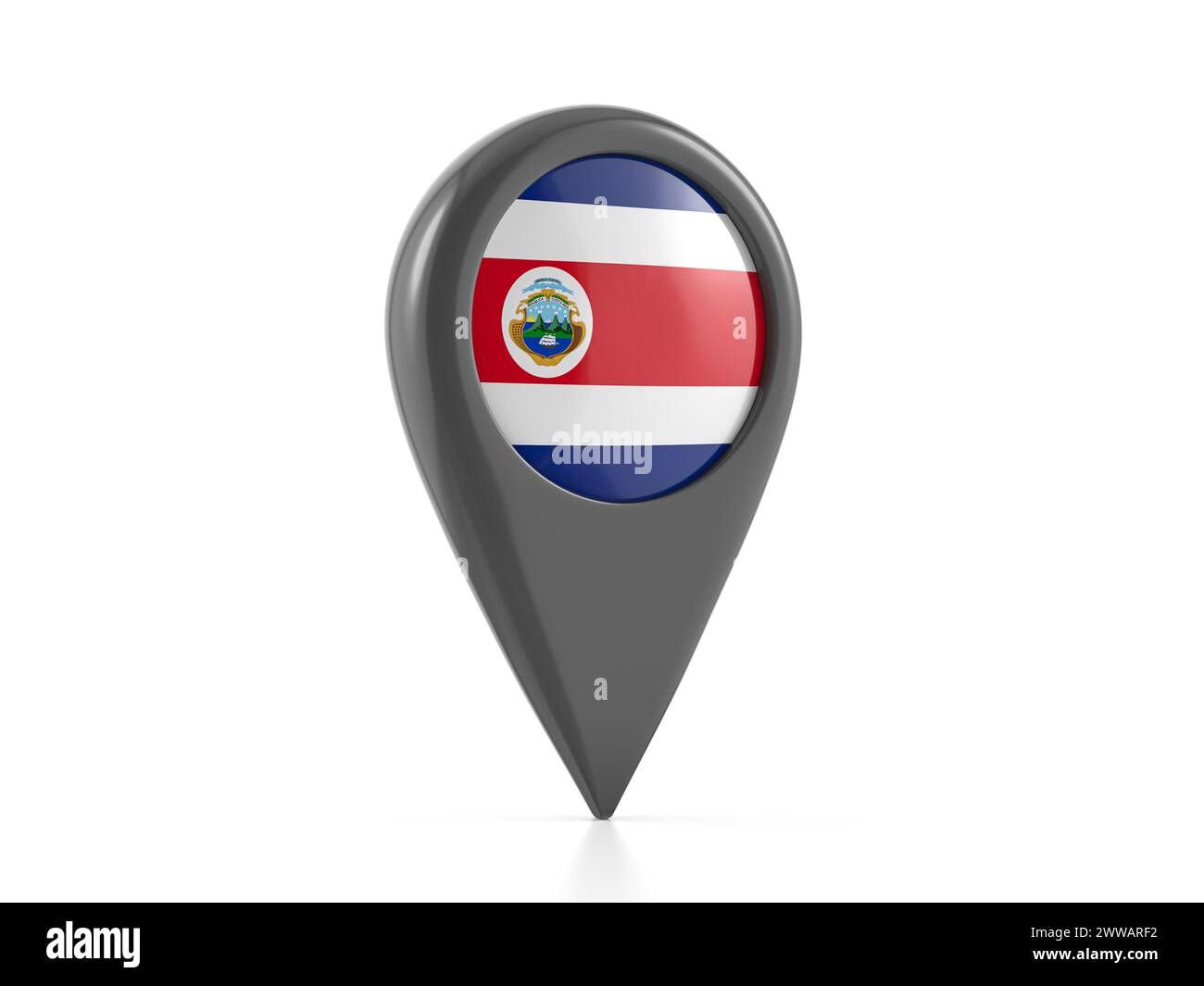 Map marker with Costa Rica flag on a white background. 3d illustration ...