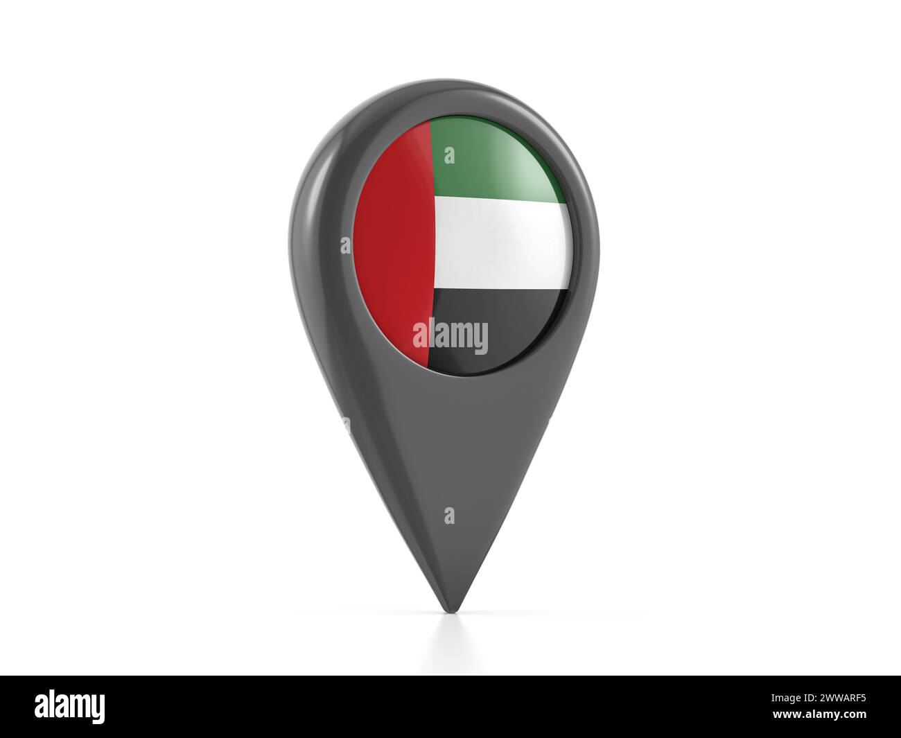 Map marker with UAE flag on a white background. 3d illustration Stock ...