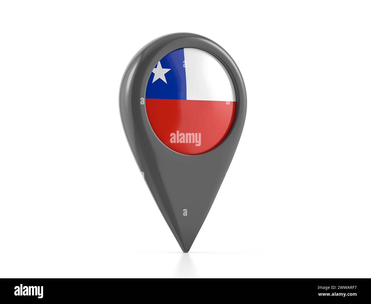 Map marker with Chile flag on a white background. 3d illustration Stock ...