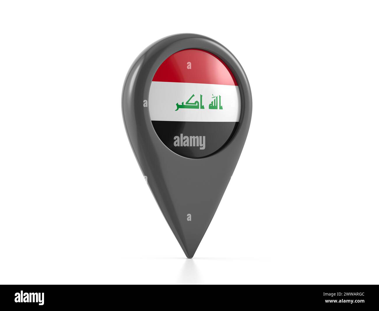 Map marker with Iraq flag on a white background. 3d illustration Stock ...