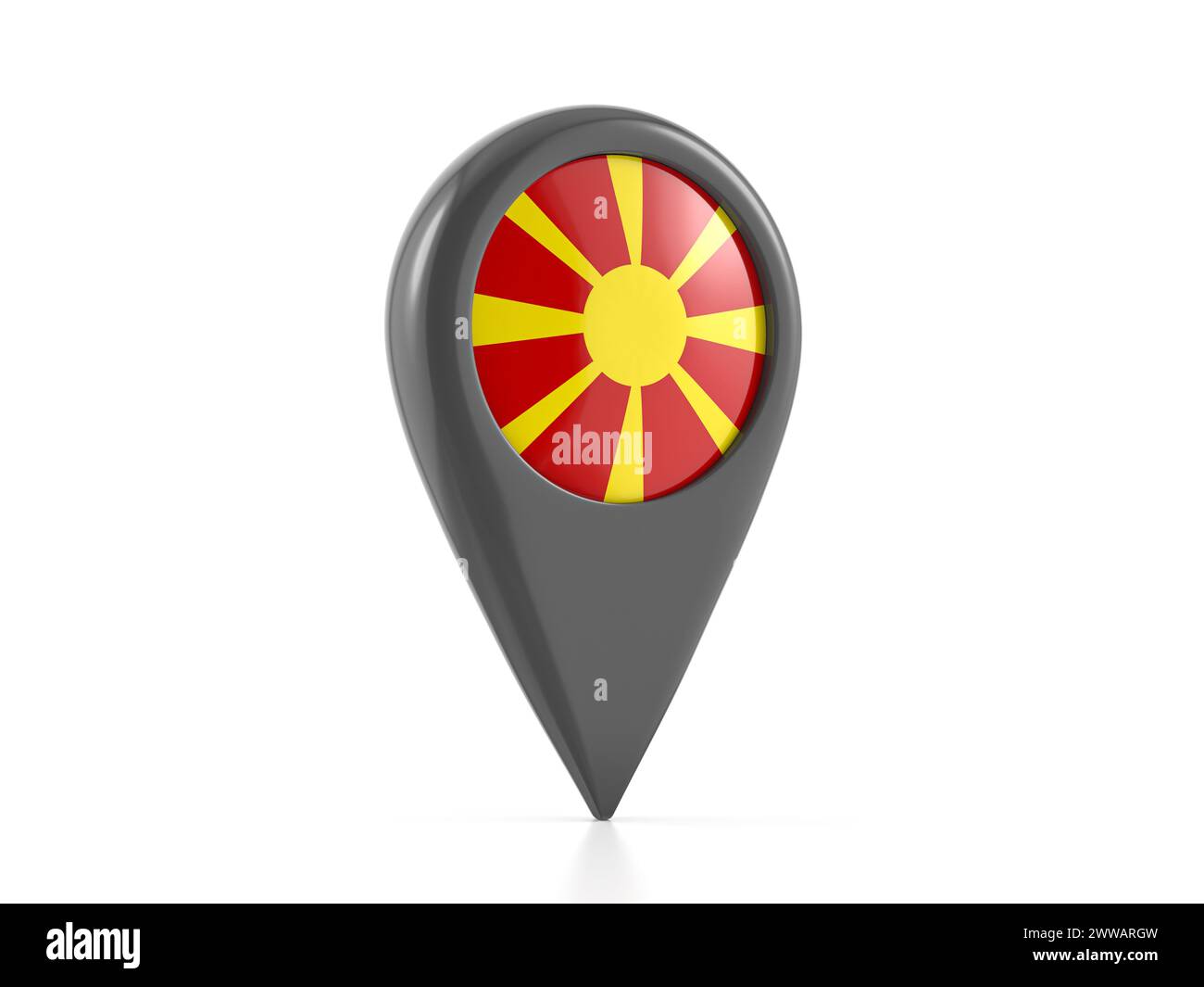 Map marker with North Macedonia flag on a white background. 3d ...