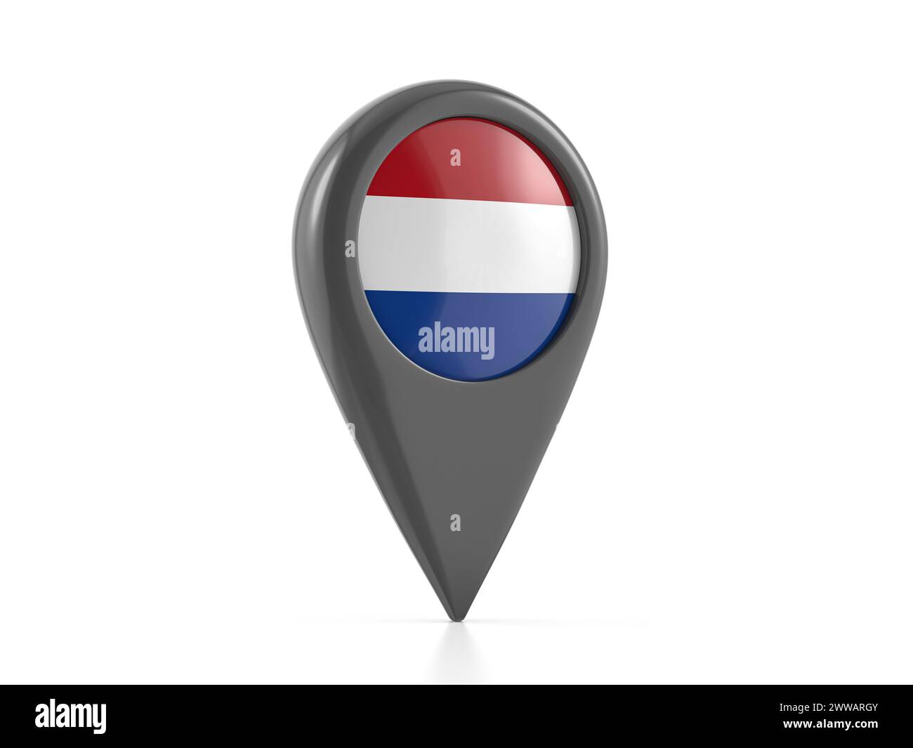 Map marker with Netherlands flag on a white background. 3d illustration ...